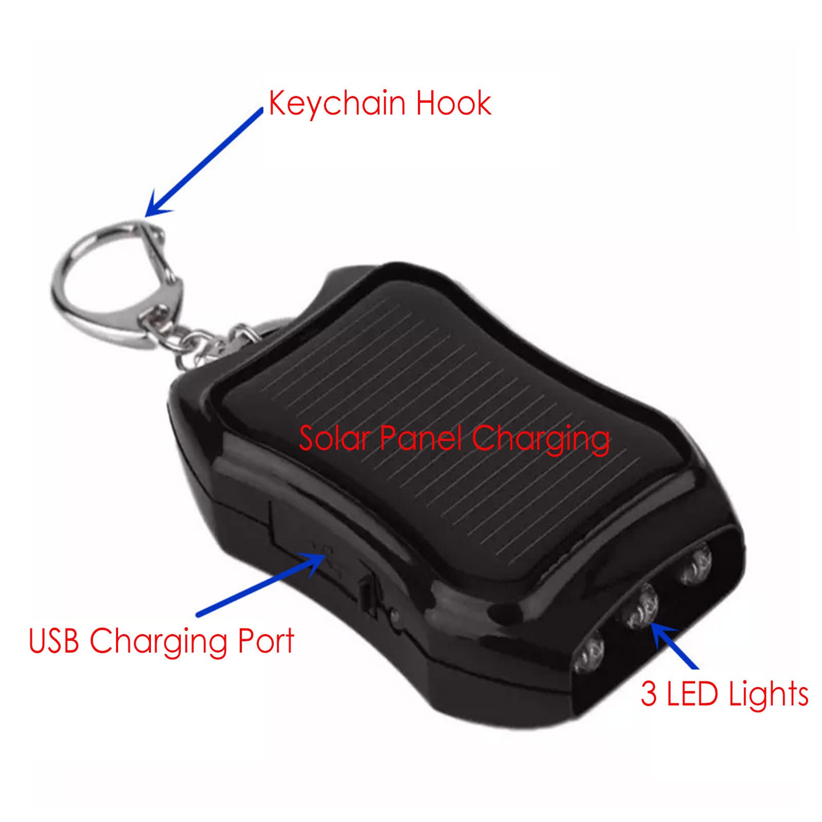 Mini Solar Charger With Flashlight 1500mAh Solar Keychain Charger ...