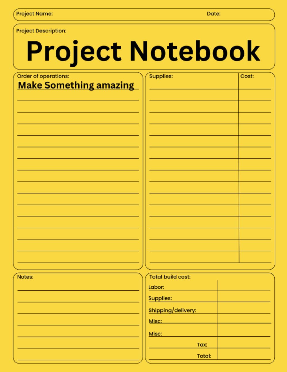 Amazon.com: Project Notebook: 8.5x11 121pg notebook for 60 projects: Ki ...