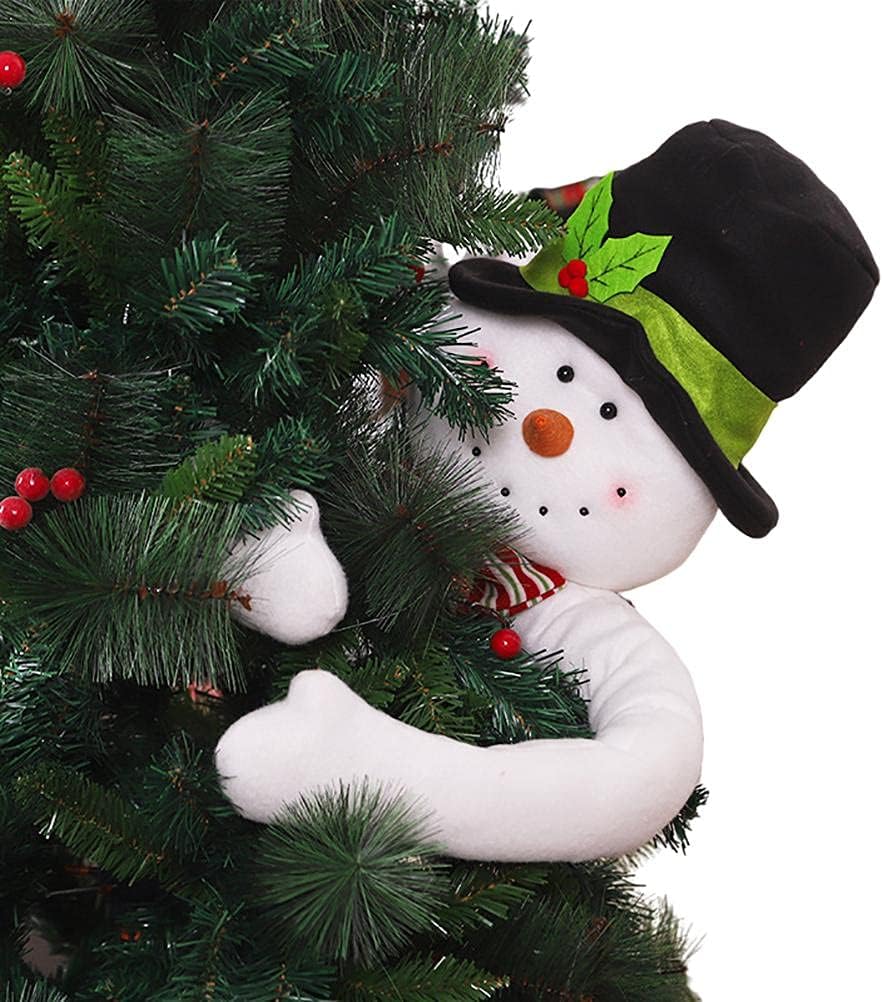 Amazon.com: Plush Santa Claus Snowman Topper Hugging Tree Topper for ...