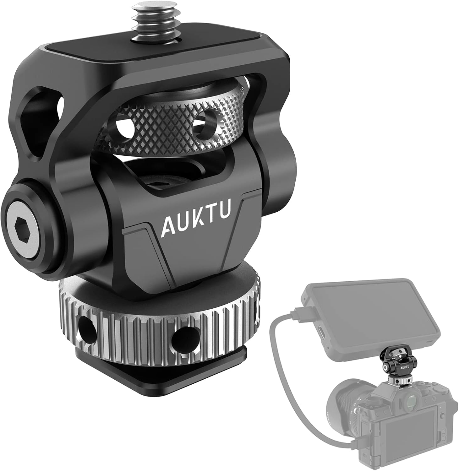 Amazon.com : AUKTU Camera Shoe Mount Adapter with Cold Shoe Mount ...