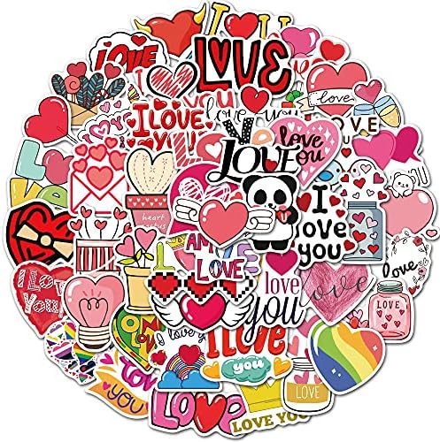 Amazon.com: 50pcs Love Heart Stickers Doodle PVC Waterproof Stickers ...
