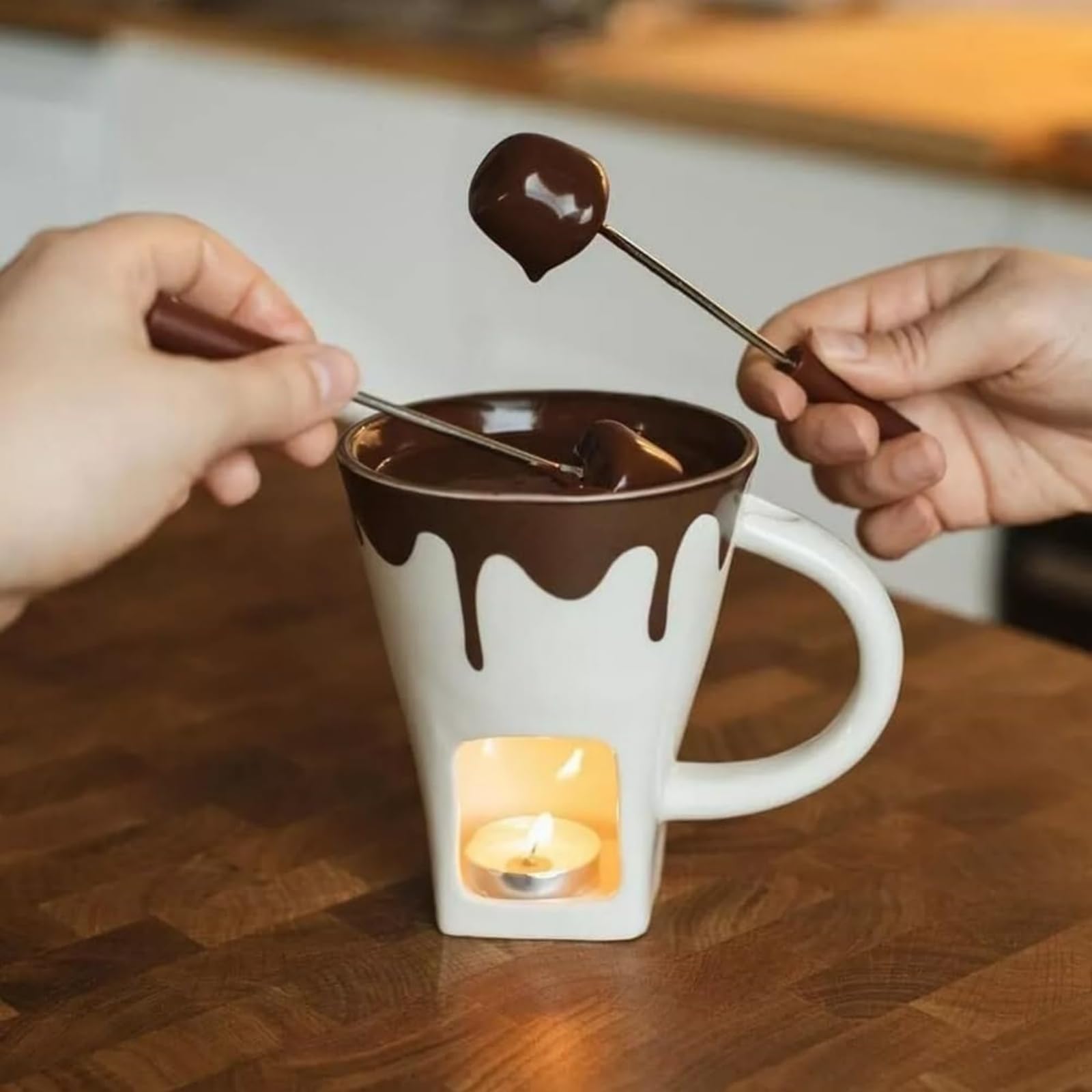 Mini Fondue Pot Ceramic Chocolate Fondue Mug Set - Mini Melting Cup ...