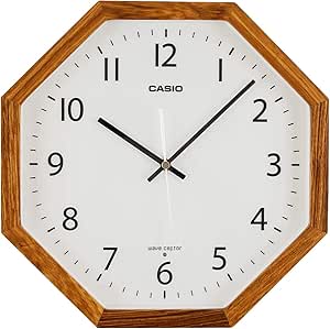 Amazon.com: CASIO IQ-1211J-7JF Wall Clock, Radio Wave, Brown, Diameter ...
