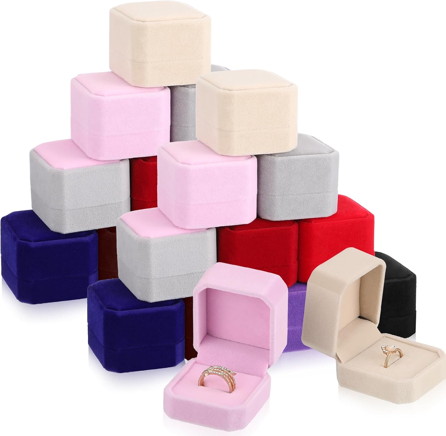 Amazon.com: Yaomiao Velvet Ring Box for Wedding Ceremony Engagement ...