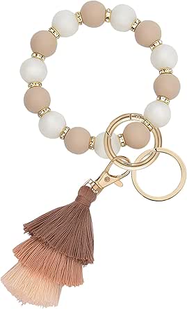 PUEERIZI Key Chain, Silicone Bead Keychain Bracelet, Key Ring Bracelet ...