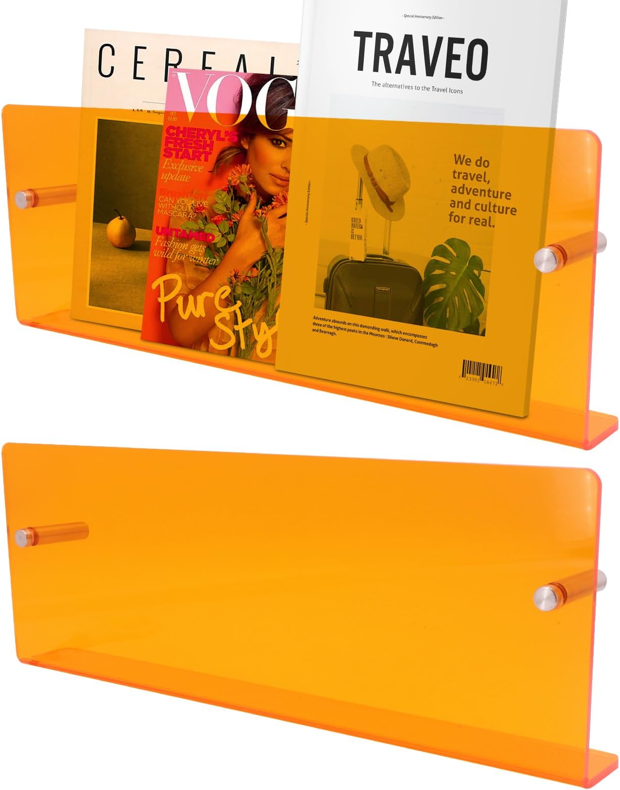 ShawFly 2pcs Acrylic Vinyl Record Shelf, Orange Floating Shelves Wall ...