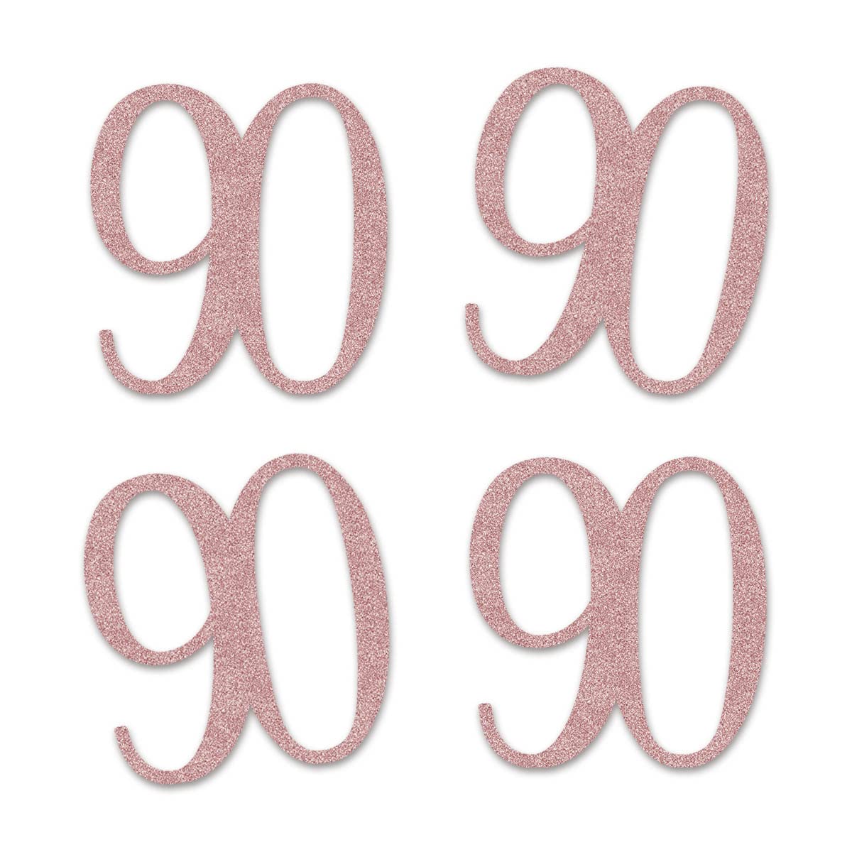 Amazon.com: Rose Gold 90 Cut-Out Numbers, 90th Glitter Birthday Party ...