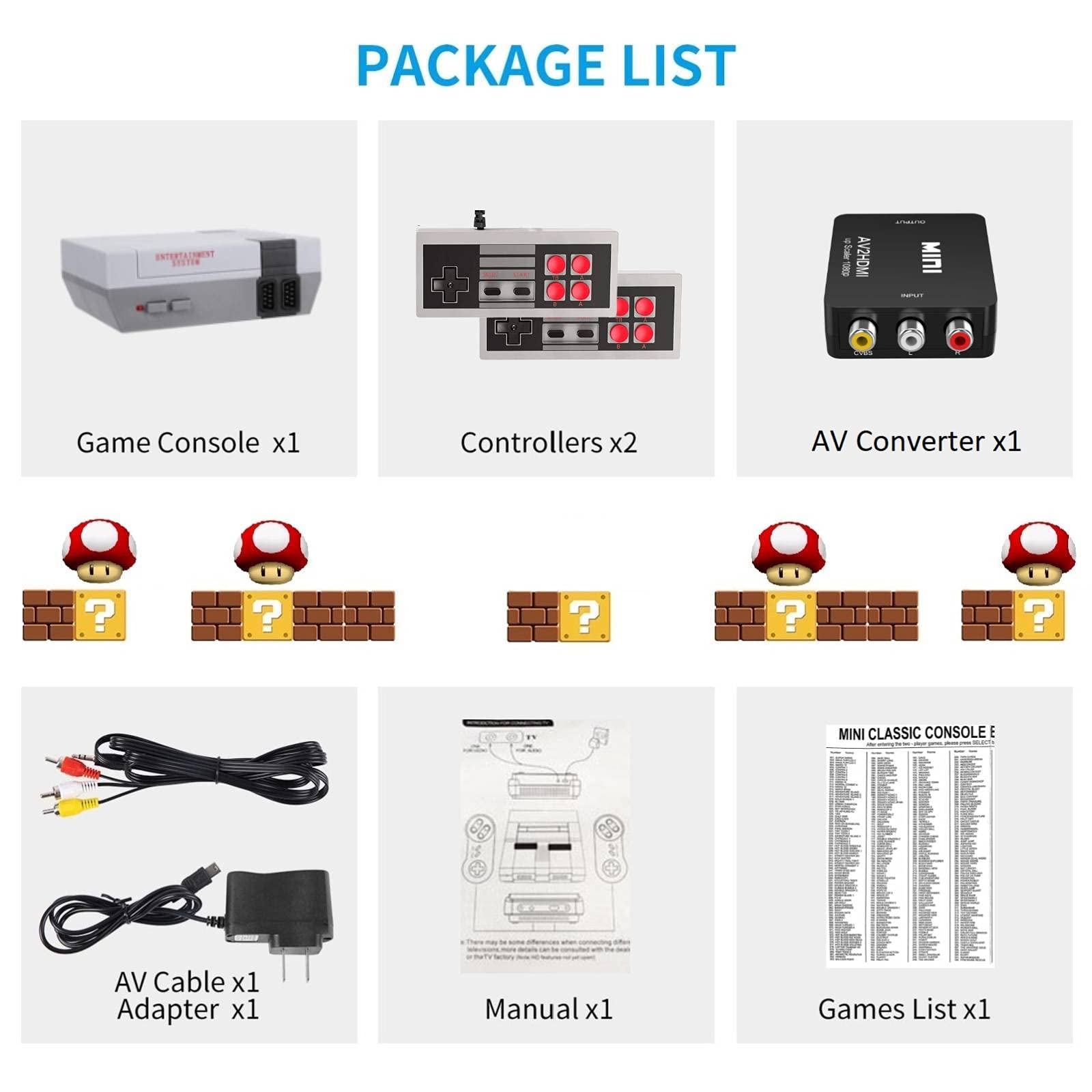 Retro Game Console,Classic Game System Built in 620 Games and 2 Classic ...
