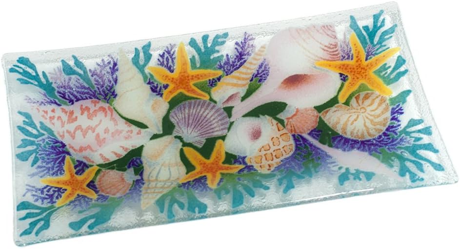 Amazon.com | Peggy Karr Handcrafted Art Glass Rectangular Sea Shells ...