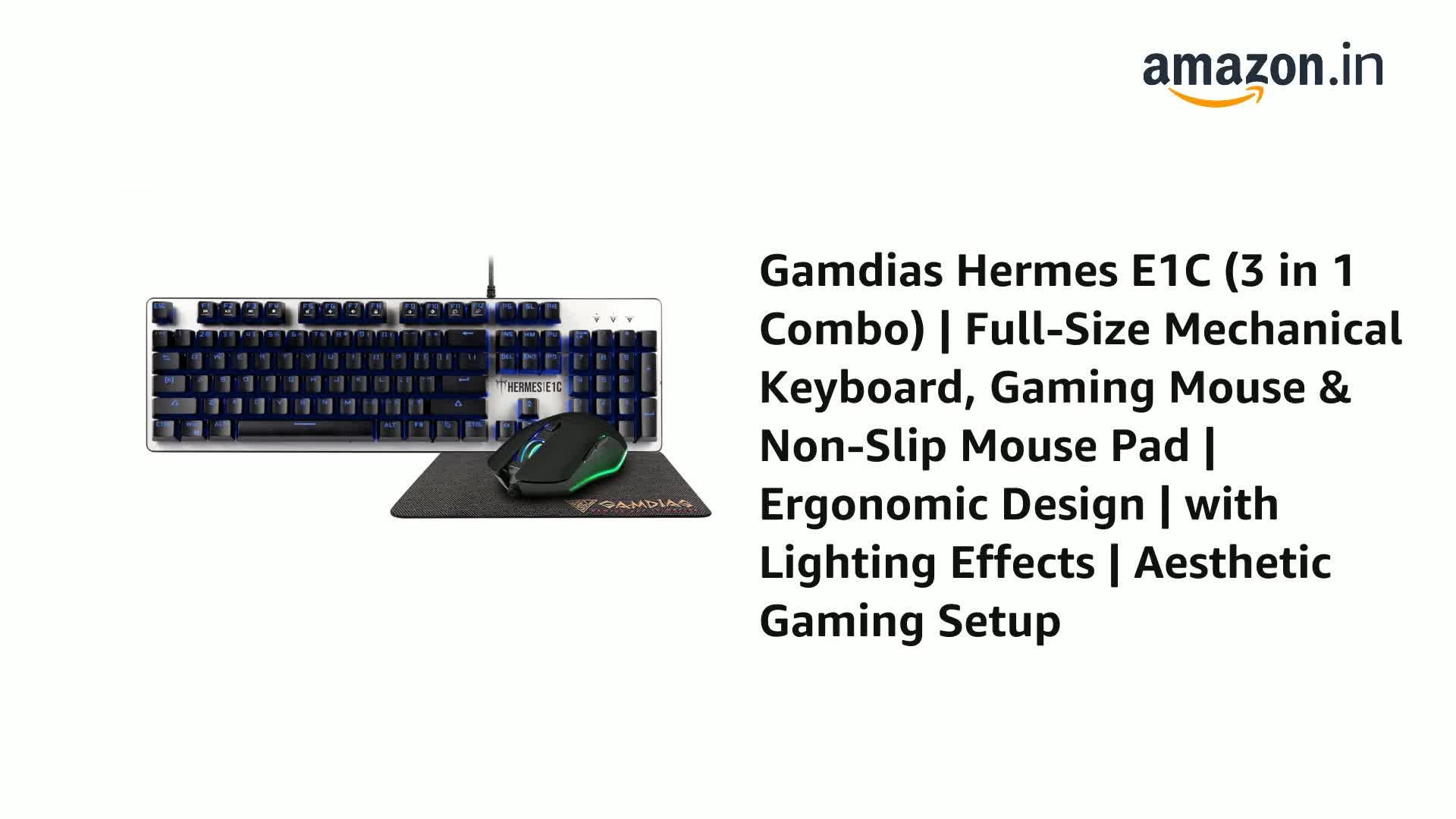 Watch Gamdias Hermes E1C ﹙3 in 1 Combo﹚ | Full-Size Mechanical Keyboard ...