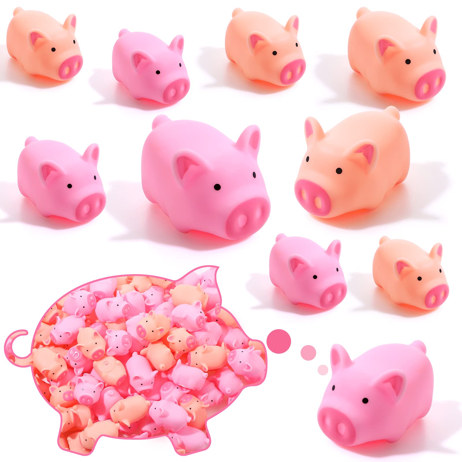 Amazon.com: 100 Pieces Mini Rubber Bath Pig Float Pigs Mini Rubber Pigs ...