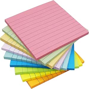 HQCME (9 Pack) Lined Sticky Notes 4x4 Post Sticky Notes with Lines, 9 ...