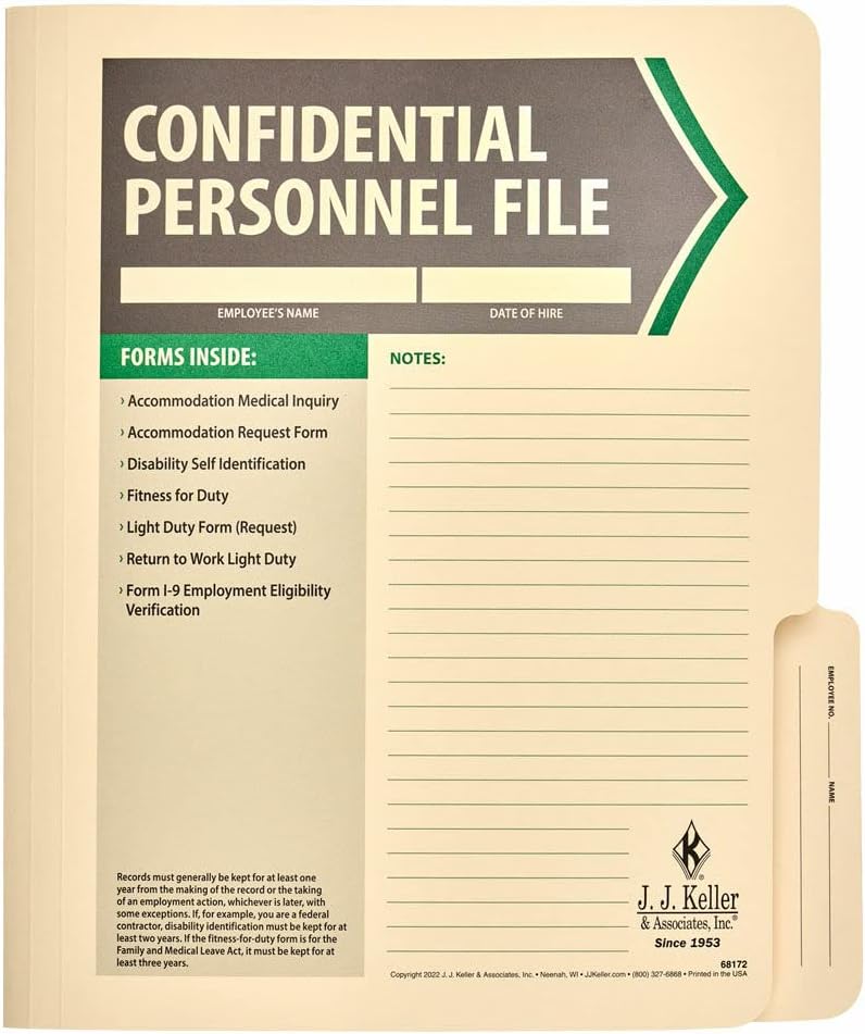 Amazon.com : Employee Personnel File Folder, Confidential, 11.75 x 9.5 ...