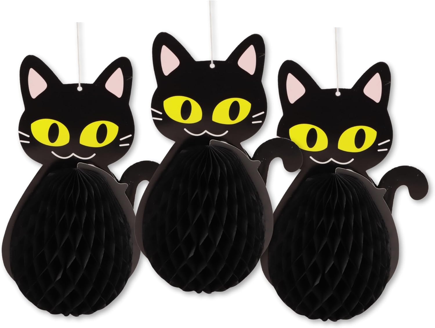 Amazon.com: Hanging Honeycomb Black Cats, Halloween Party Decorations ...