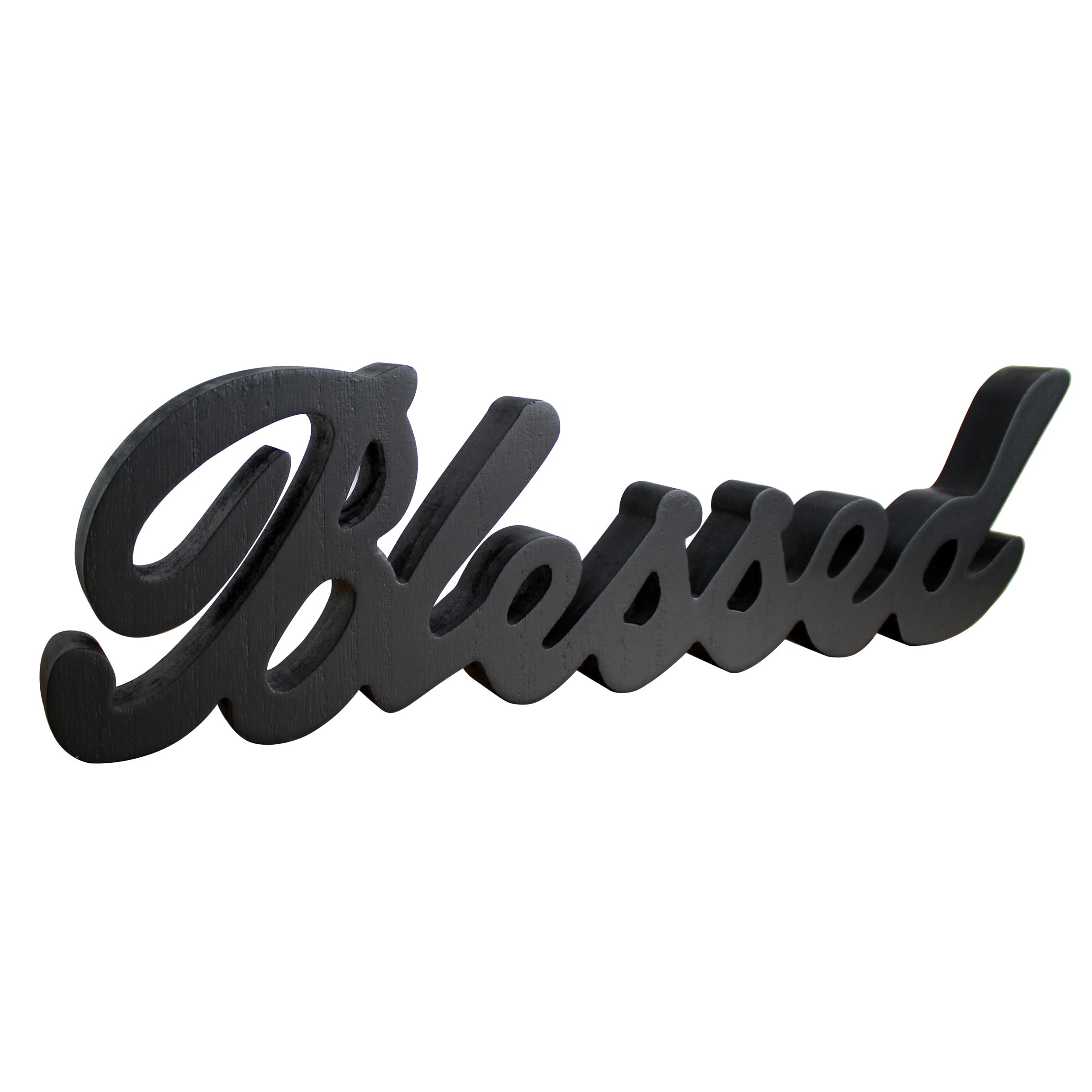 Amazon.com : CVHOMEDECO. Blessed Sign Free Standing Wooden Words Sign ...