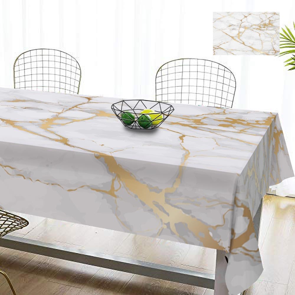 Amazon.com: Shorping Marble Tablecloth White Tablecloth Luxury White ...