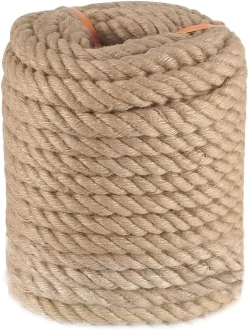 Jute Rope (1 in X 100 ft), Twisted Manila Rope, 25mm Natural Thick Hemp ...
