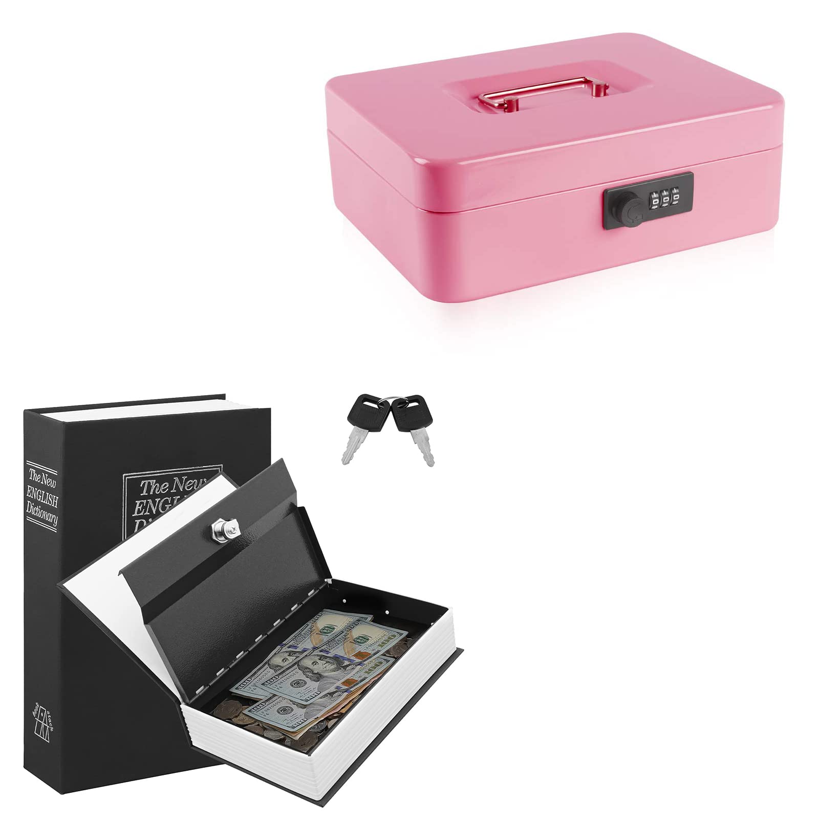 KYODOLED Book Safe with Key Lock, Portable Metal Safe Box,Secret Book ...
