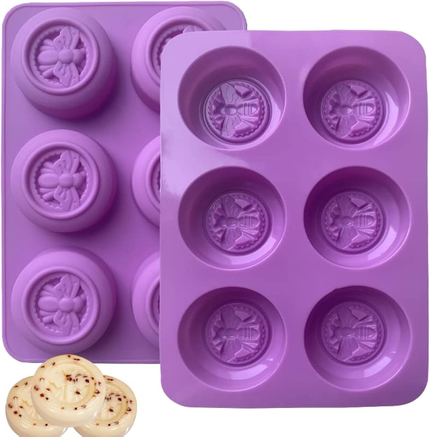 Amazon.com: 2Pcs Bee Silicone Molds Round Honeybee Silicone Mold for ...