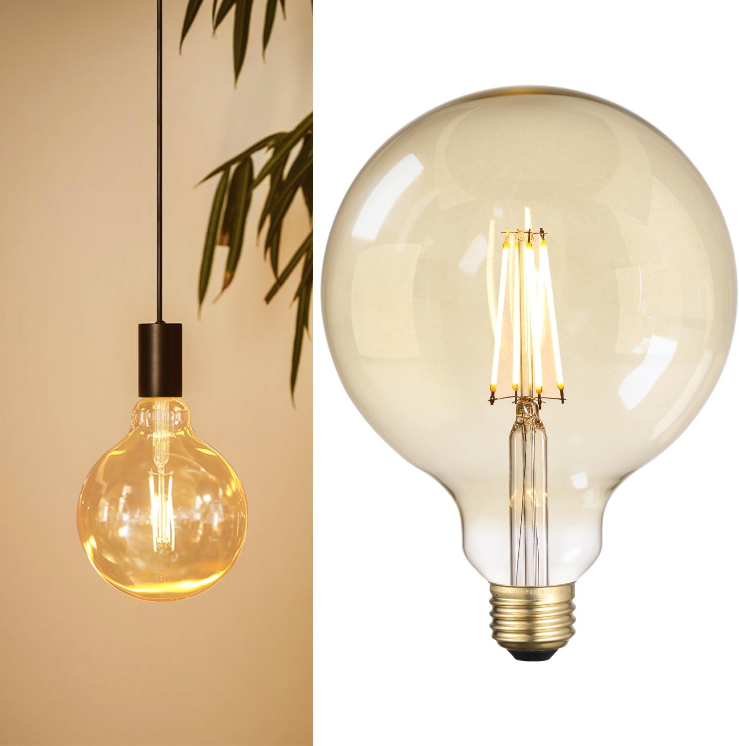 ESCENA Artist Series G125 LED Globe Light Bulbs 9W, Round Decorative ...