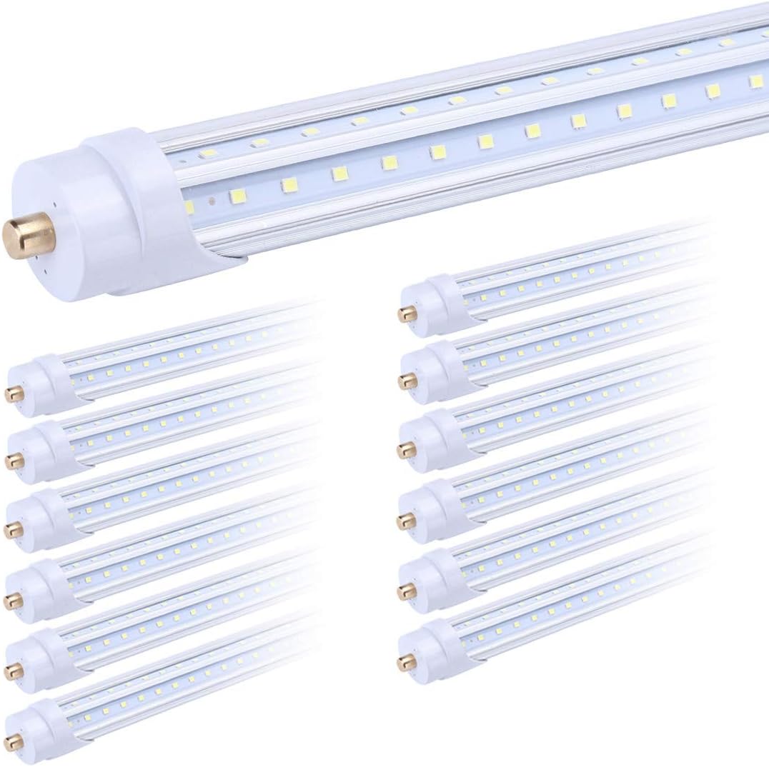 SOMLIGHT 8FT LED Tube Fixture, 96" 72 Watts T8 Integrated V Shaped LED ...