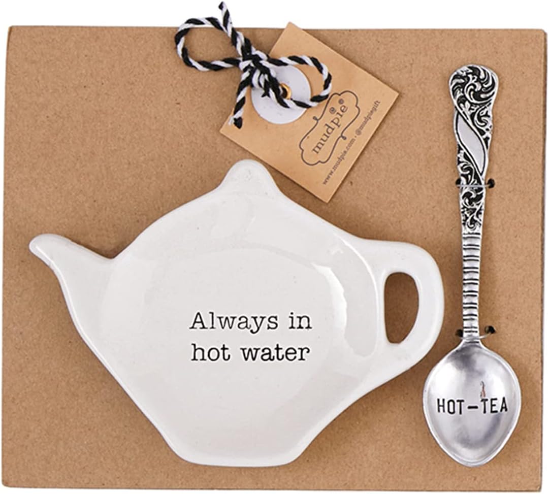 Amazon.com: Mud Pie Home Kitchen Circa Tea Time Teapot Tea Bag Spoon ...
