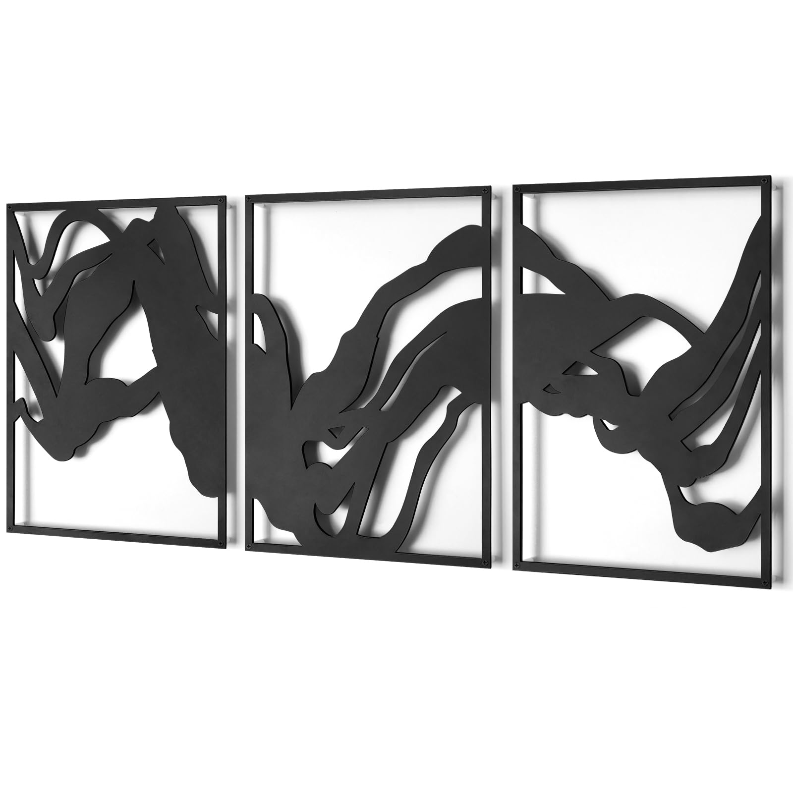 Amazon.com: Pigort Black Abstract Metal Wall Art 3D Textured Metal Wall ...