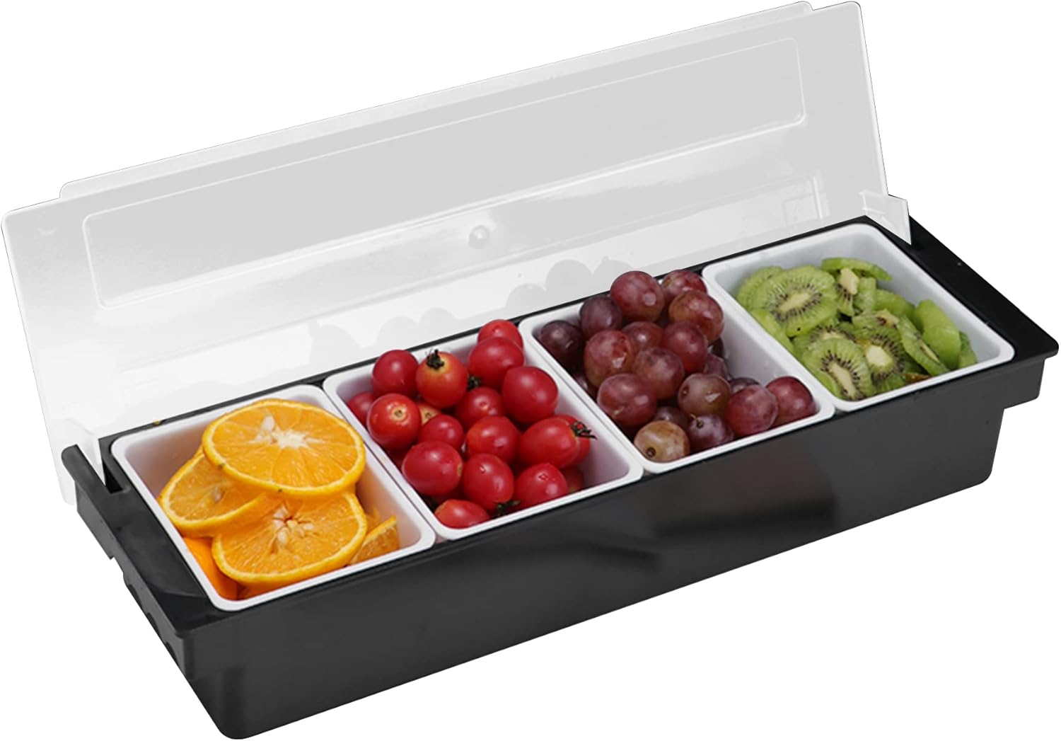 Amazon.com | Qichksum Food and Condiment Organizer with Lid, 4 Removable Trays Chilled Garnish ...