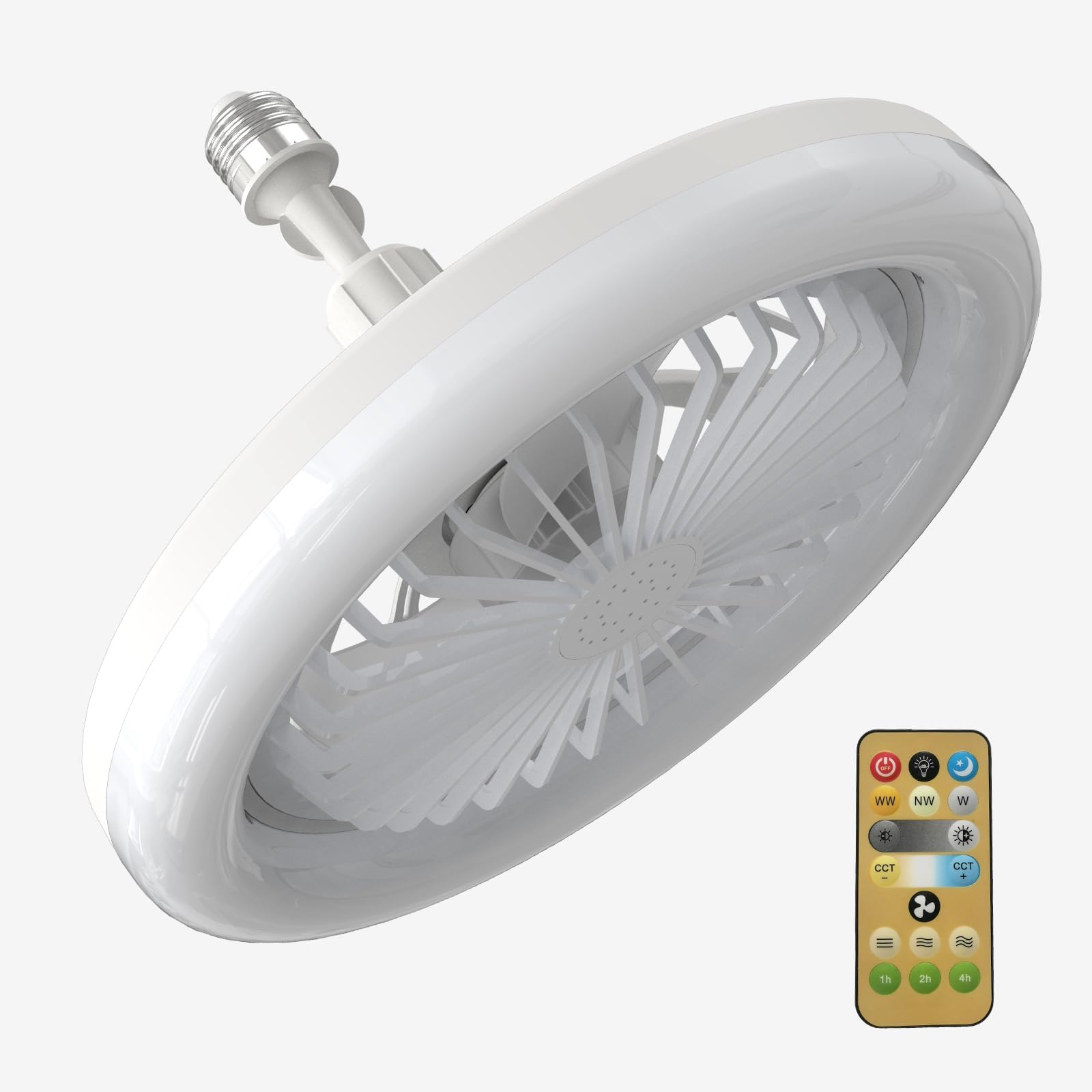 WayToAll 10 Inch Socket Fan Light, Small Fan with Light and Remote ...