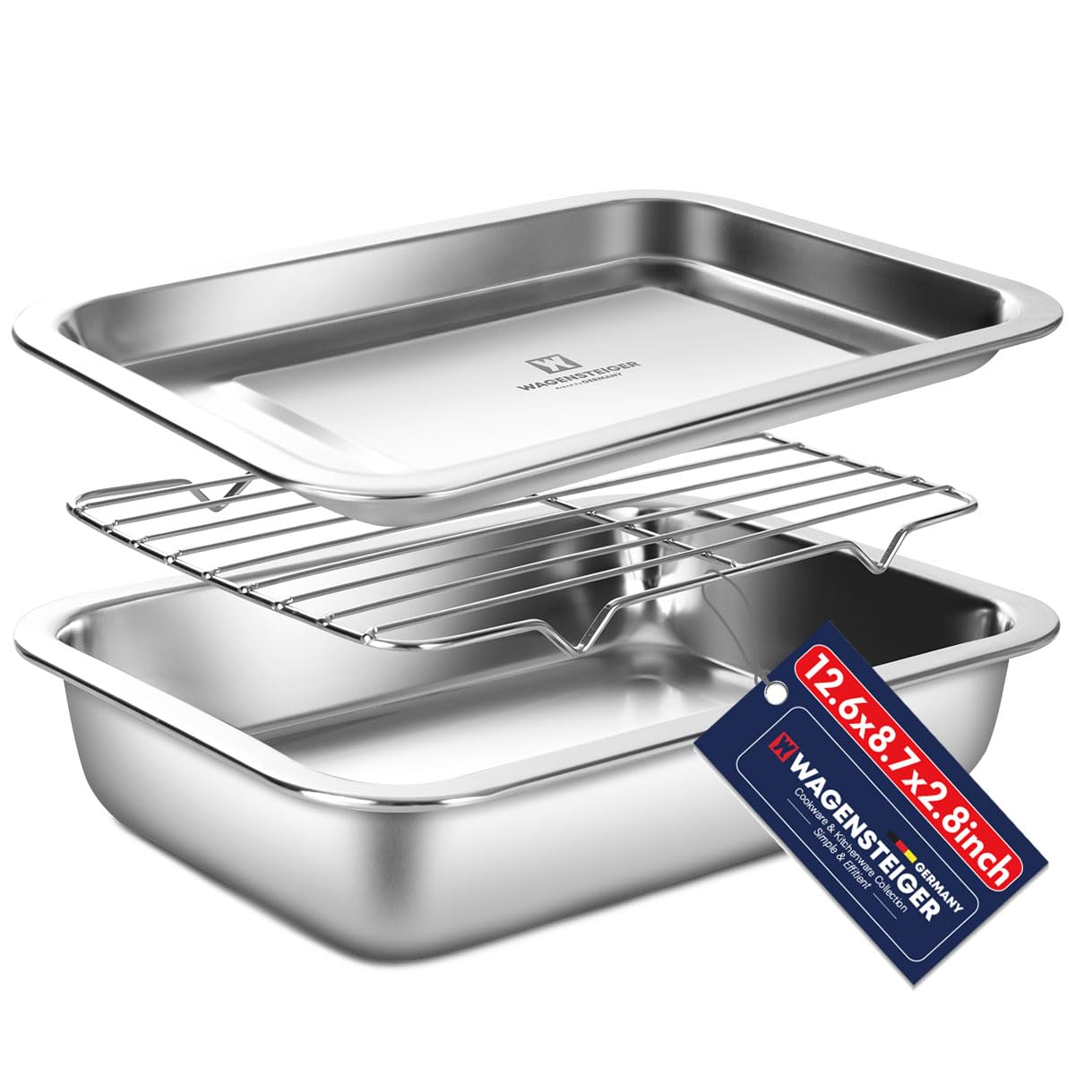 Amazon.com: Stainless Steel Steam Table Pan with Rack & Lid (Tray), 3 ...