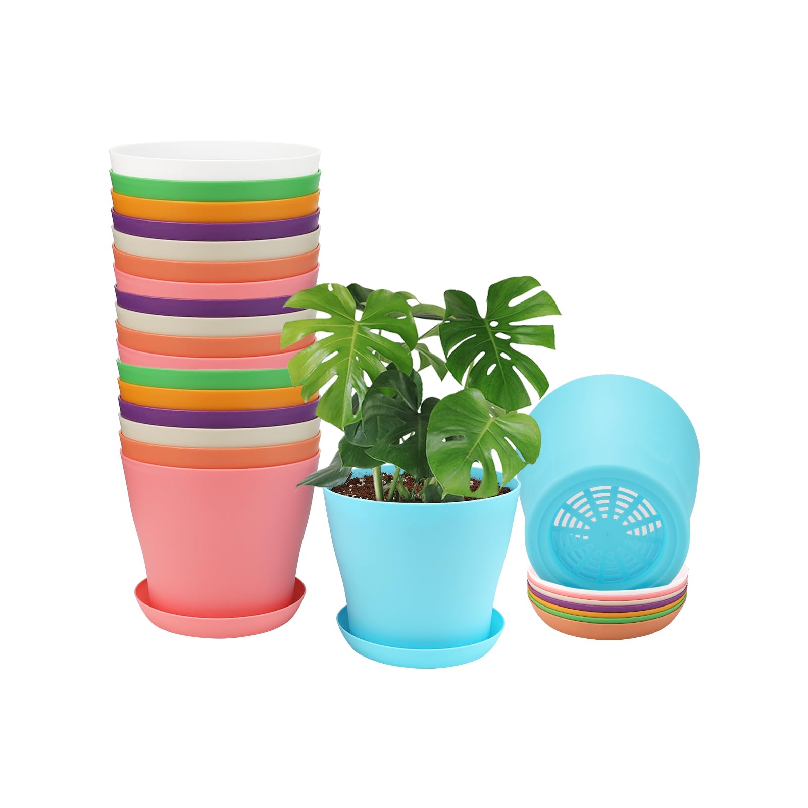 Snapklik.com : 4 Inch 16 Pack Plastic Planter Multiple Drainage Holes ...