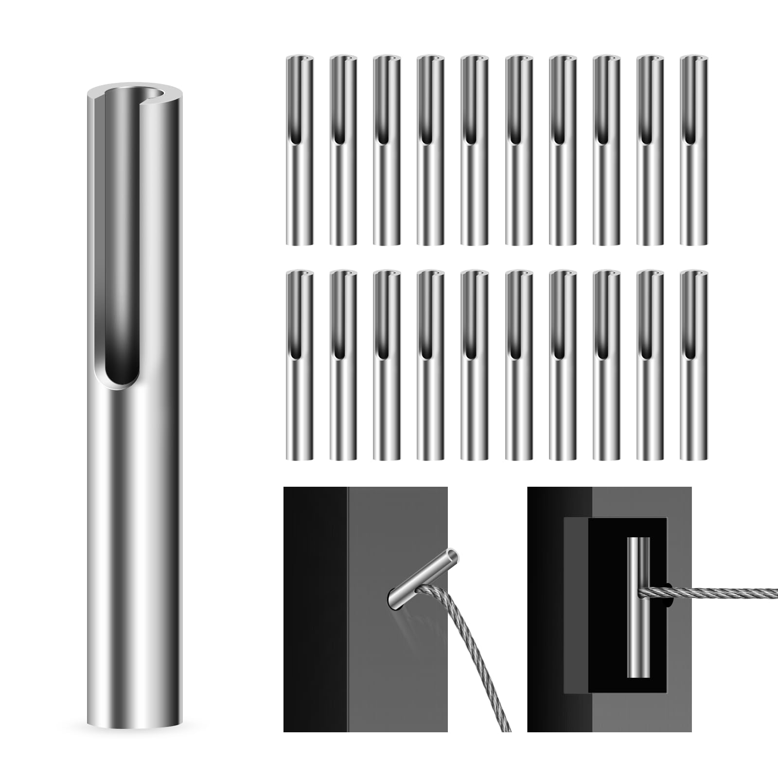 Snapklik.com : Gyykzz 20Pack 1/8" Invisible Cable Railing Kit Terminal ...