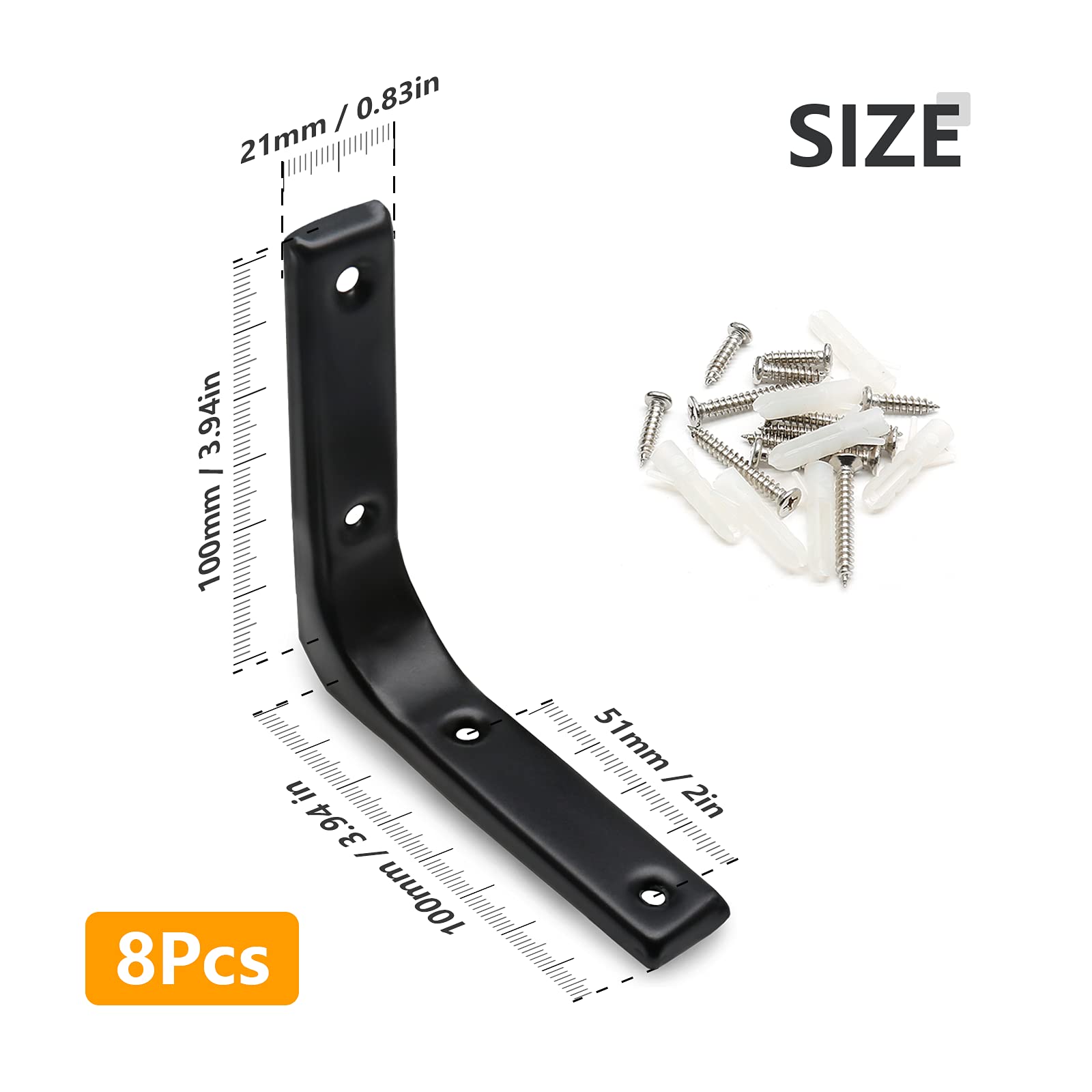Snapklik.com : 8 Pack Heavy Duty Shelf Brackets 4 X 4 Inch, Decorative ...