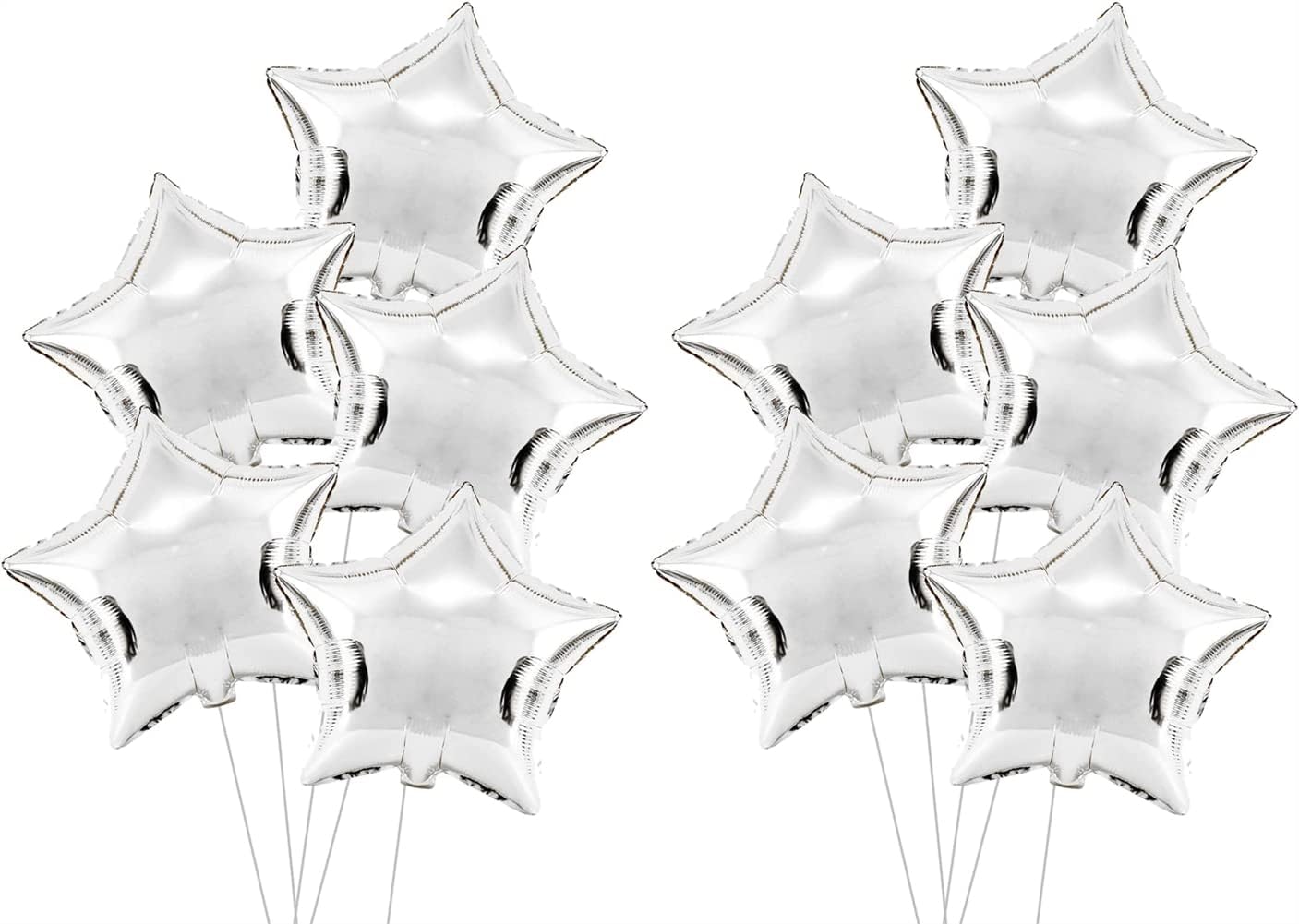 Amazon.com: Star Balloons 10pcs, Silver Star Balloons, Silver Star Foil ...