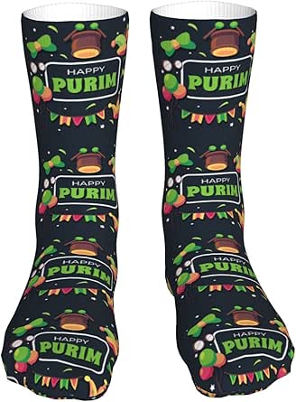 Amazon.com: Guyos Happy Purim Day Jewish Holiday Carnival Socks Casual ...
