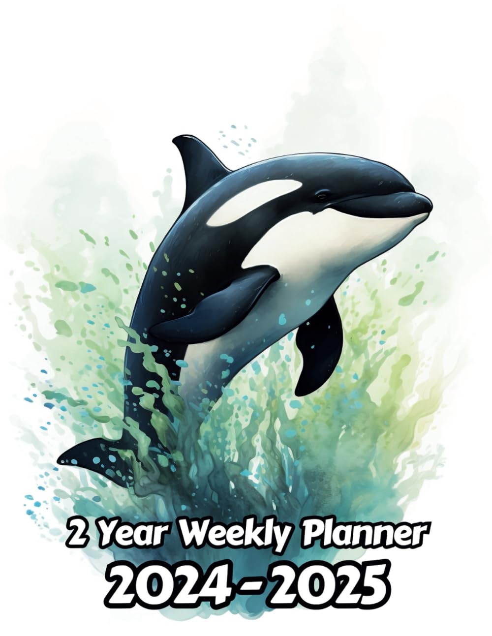 Watercolor Orca Whale 2 Year Weekly Planner 2024-2025: 104 Week ...