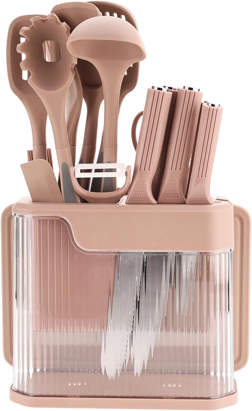 Amazon.com: 17 Pieces Kitchen Utensils Set and Knife Set with Acrylic ...