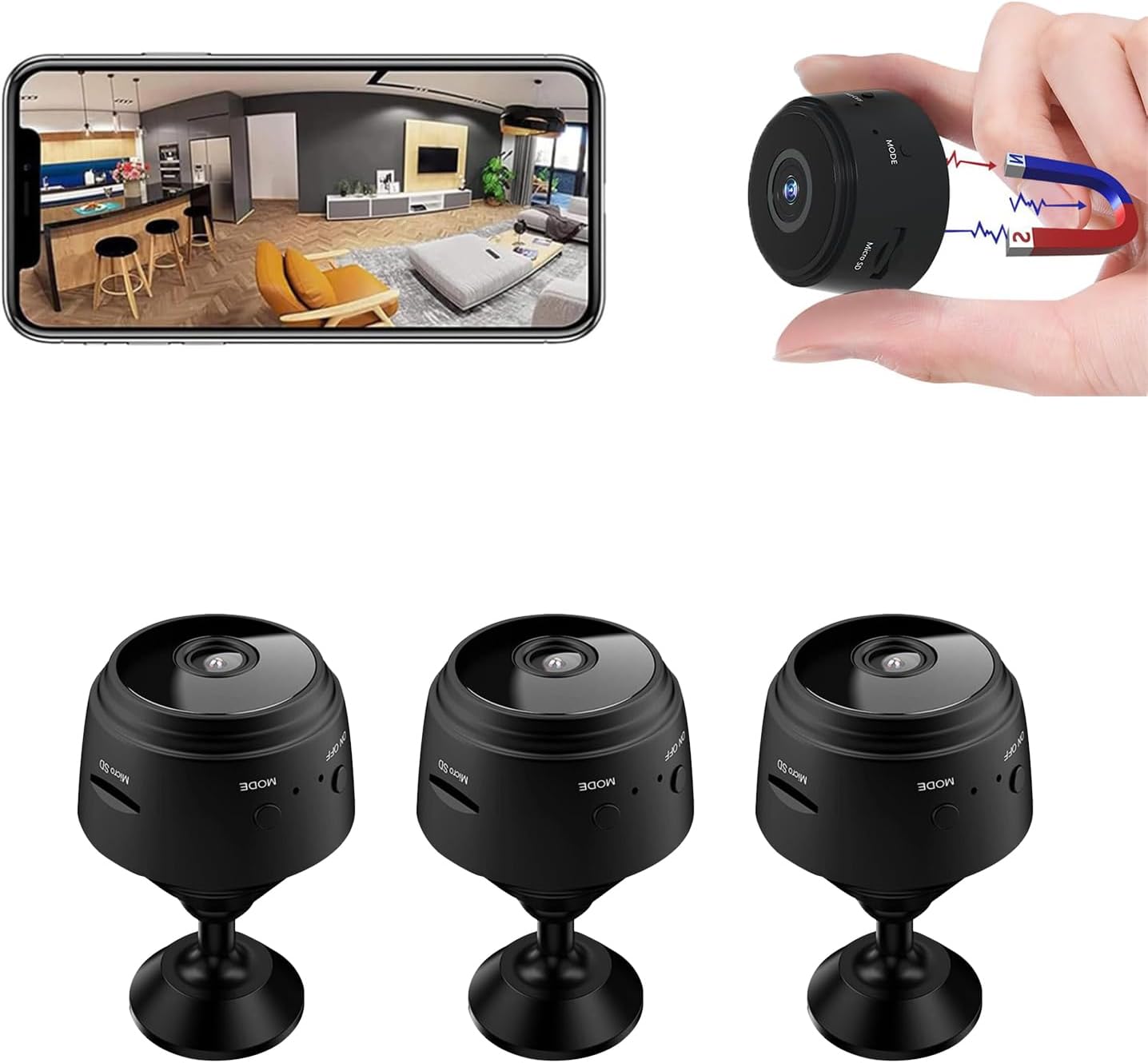 Amazon.com : 3 Pack Hidden Spy Camera, WiFi Mini HD 1080P Wireless ...