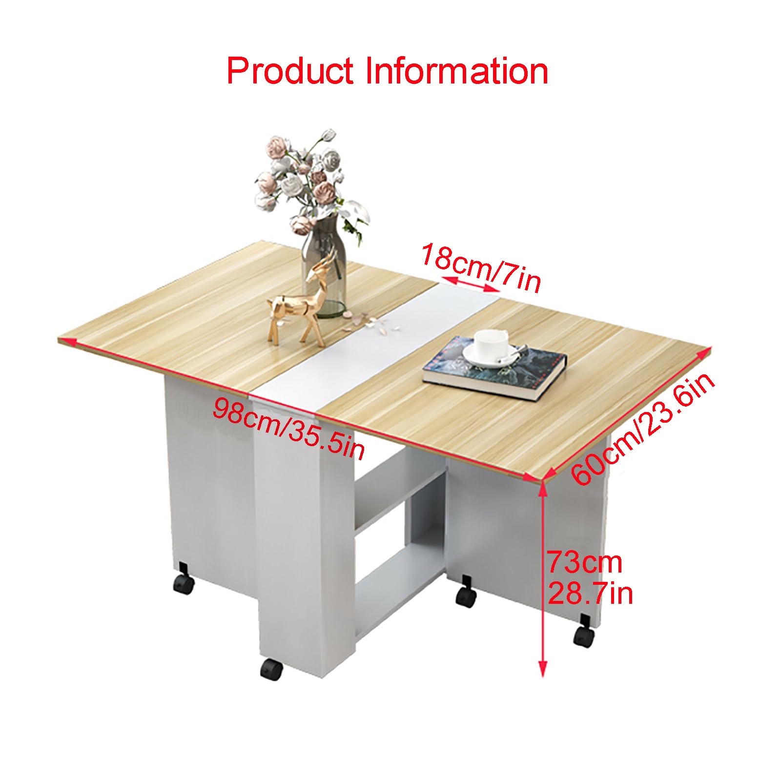 Folding Dining Table Expandable Double Drop Leaf 2 Tier HOMCOM Folding