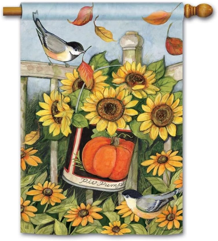 Amazon.com : Fall Flag 28 x 40 Double Sided, Pumpkins Sunflower Large ...