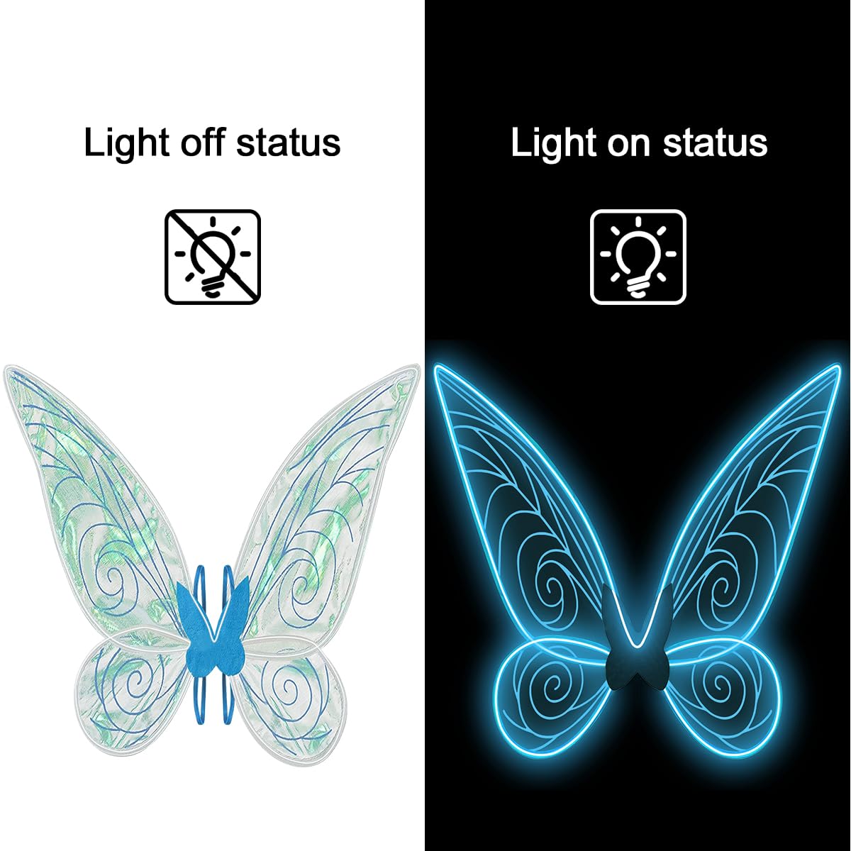 Snapklik.com : Quescu Light Up Fairy Wings For Adults ...