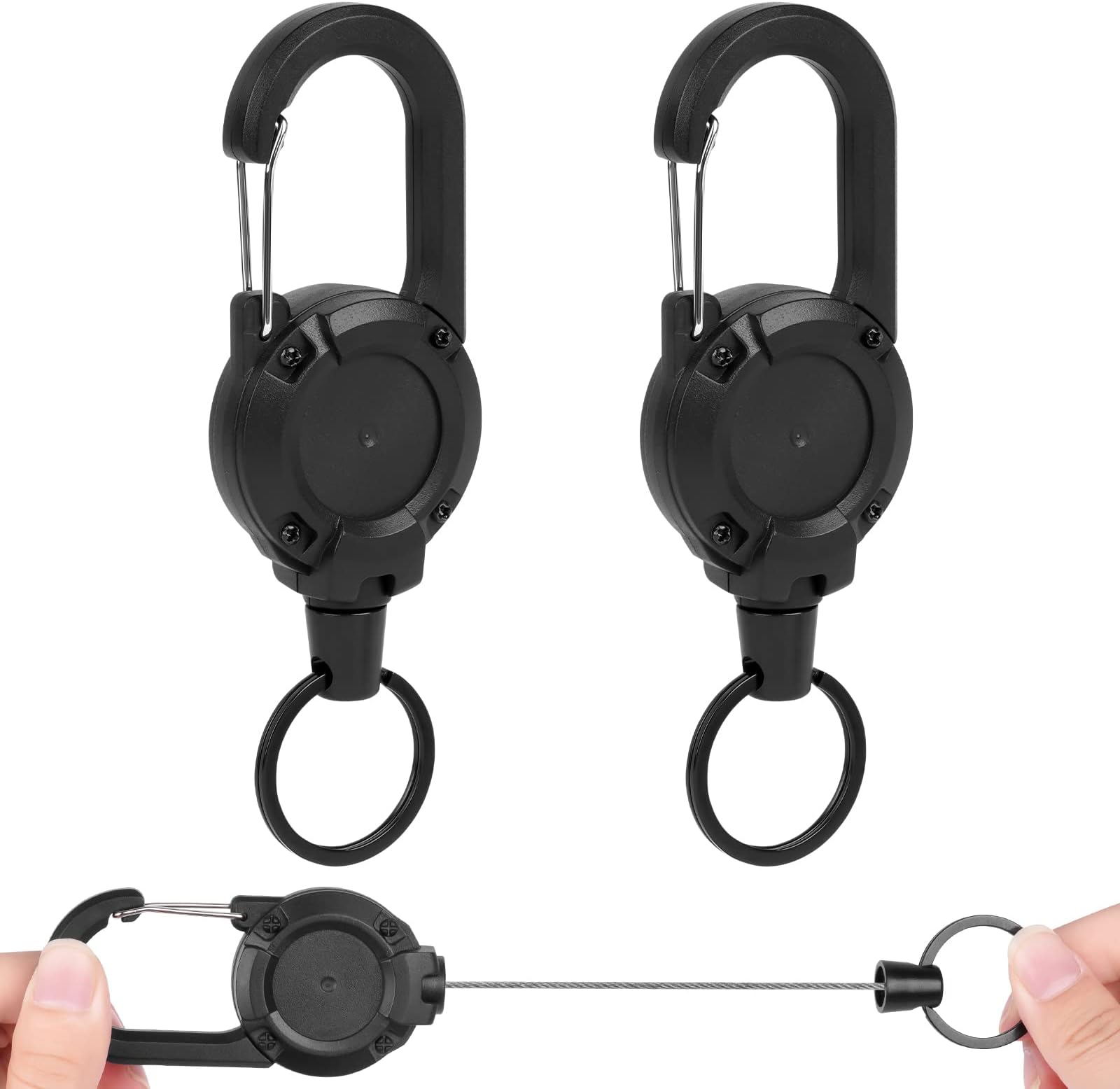 Vicloon Heavy Duty Retractable Keychain, 2pcs Retractable Badge Holder ...