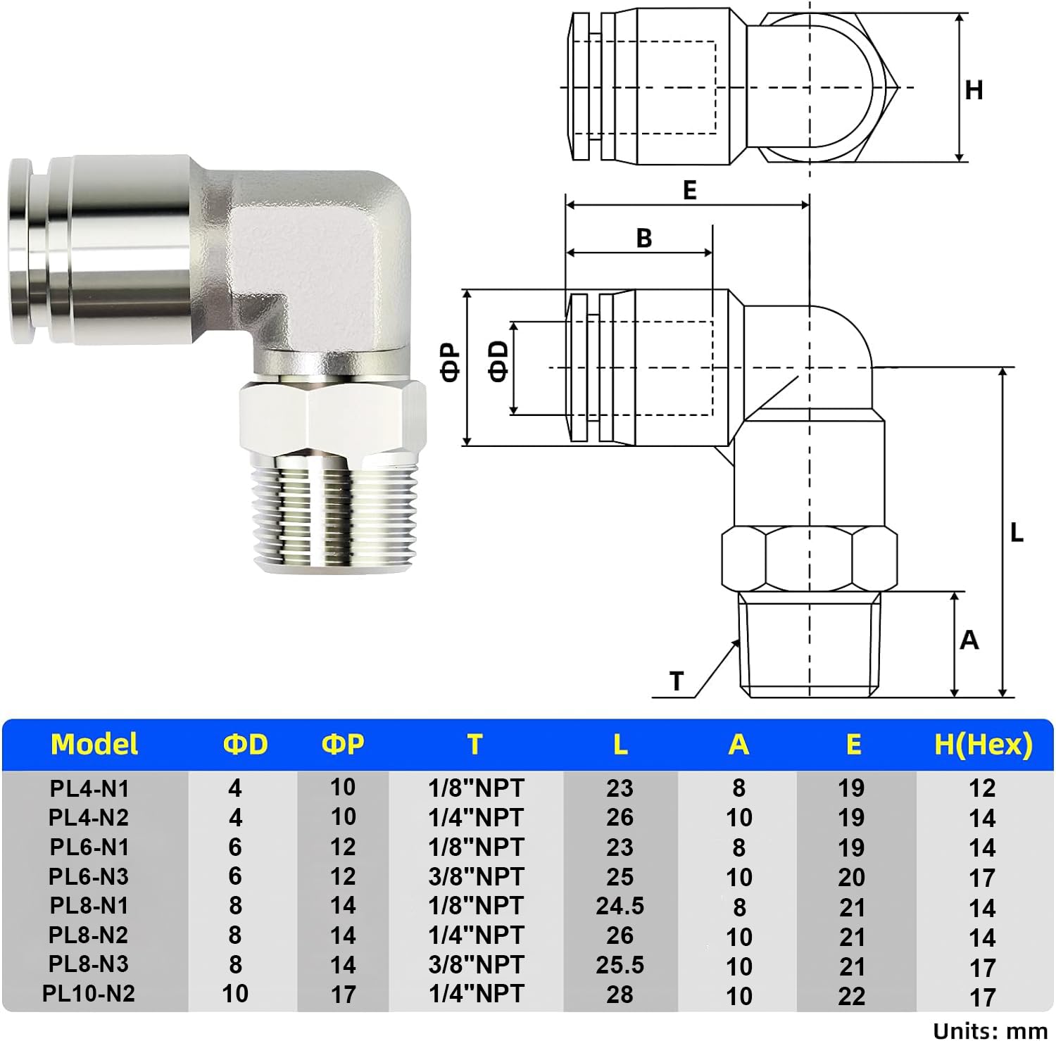 Snapklik.com : TAILONZ PNEUMATIC 304 Stainless Steel Male Elbow 8MM ...