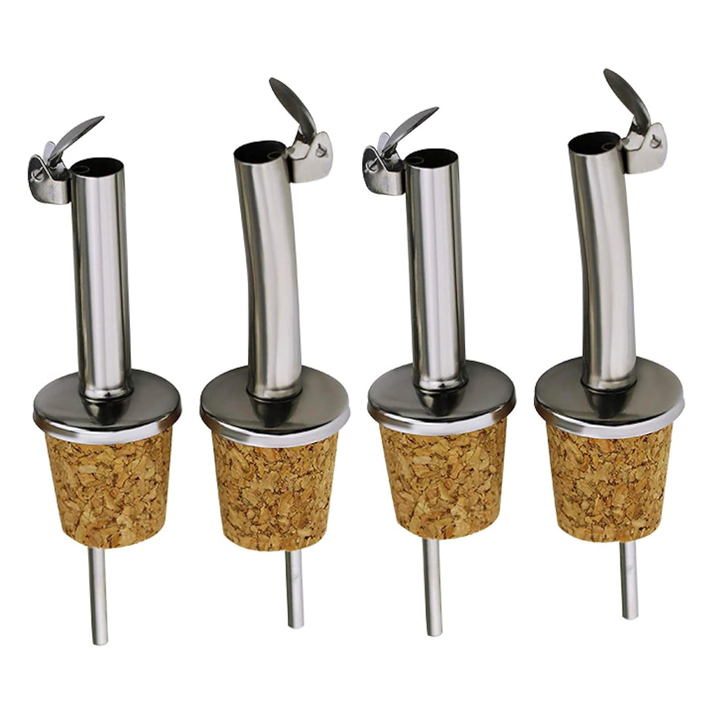 Pack of 4 Stainless Steel & Cork Olive Oil Pourer & Drizzler with ...
