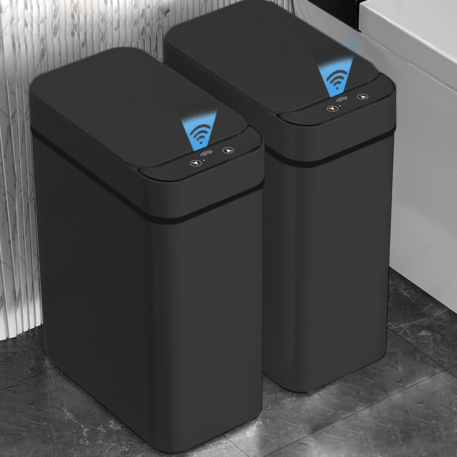 Yatmung 2 Pack - Skinny Trash Bin Sensor Motion 2.5 Gallon Touchless ...