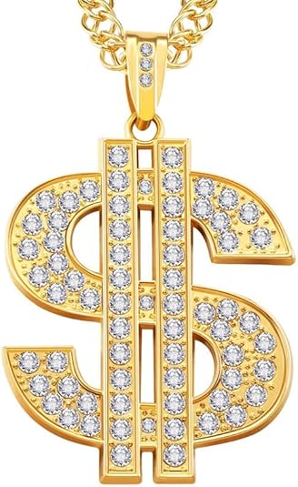 Jilukibo Gold Necklace Chain for Men with Dollar Sign, Bling Gold ...