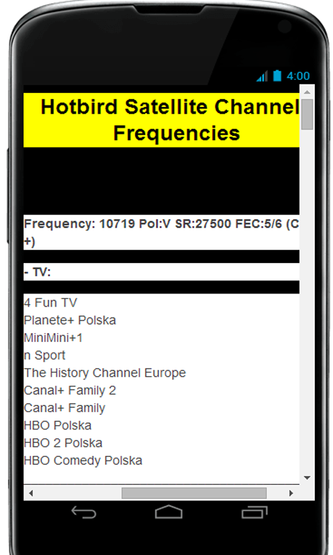 Satellite Frequencies - App on Amazon Appstore