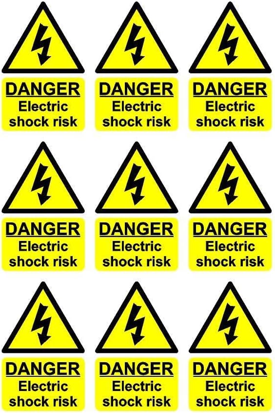 Danger electric shock risk safety sign - Pack of 9 100mm x 66mm Self ...