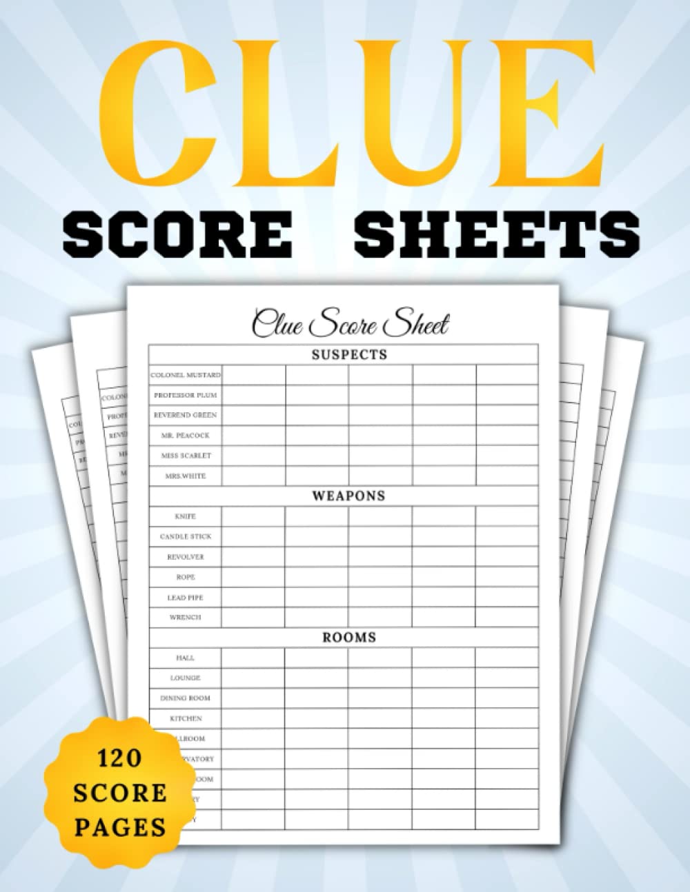 Clue Score Sheets: 120 Clue Replacement Score Sheets, Clue Score Book ...