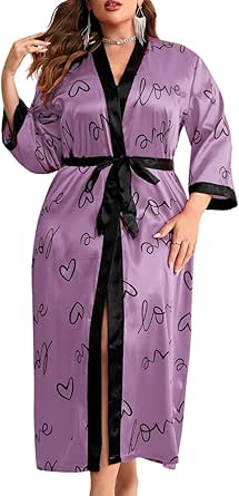 EHSUYAB Silk Robes For Women, Sexy Plus Size Satin Robe Valentines V ...